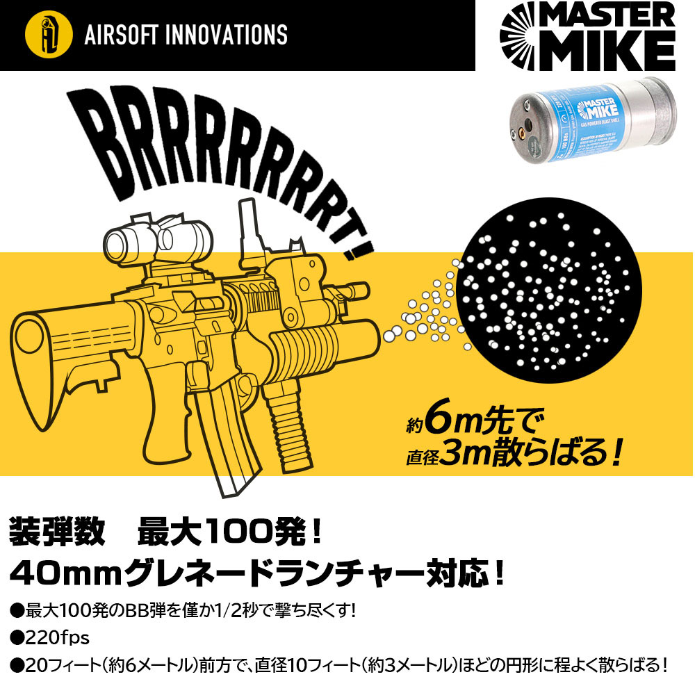 ライラクス AIRSOFT INNOVATIONS MASTER MIKE ガスパワー ブラストシェル エアガン エアーガン ガスガン